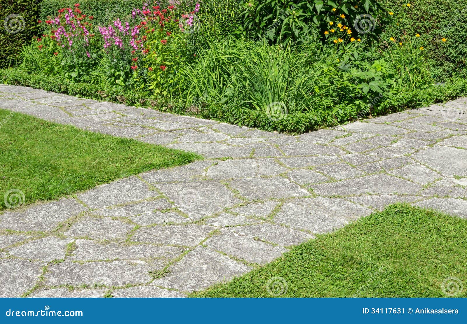 Stone Paths Crossing in a Garden Stock Image - Image of bright, grey ...