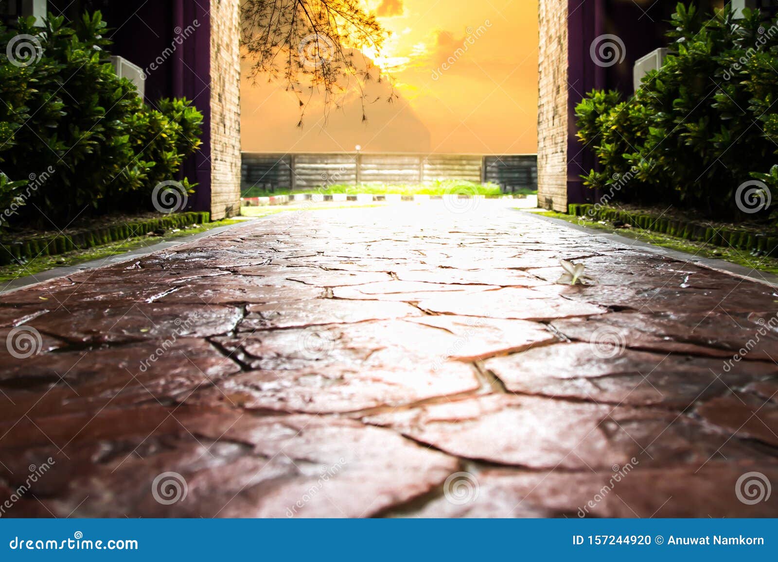 The Stone Pathway between the Buildings Stock Photo - Image of ...