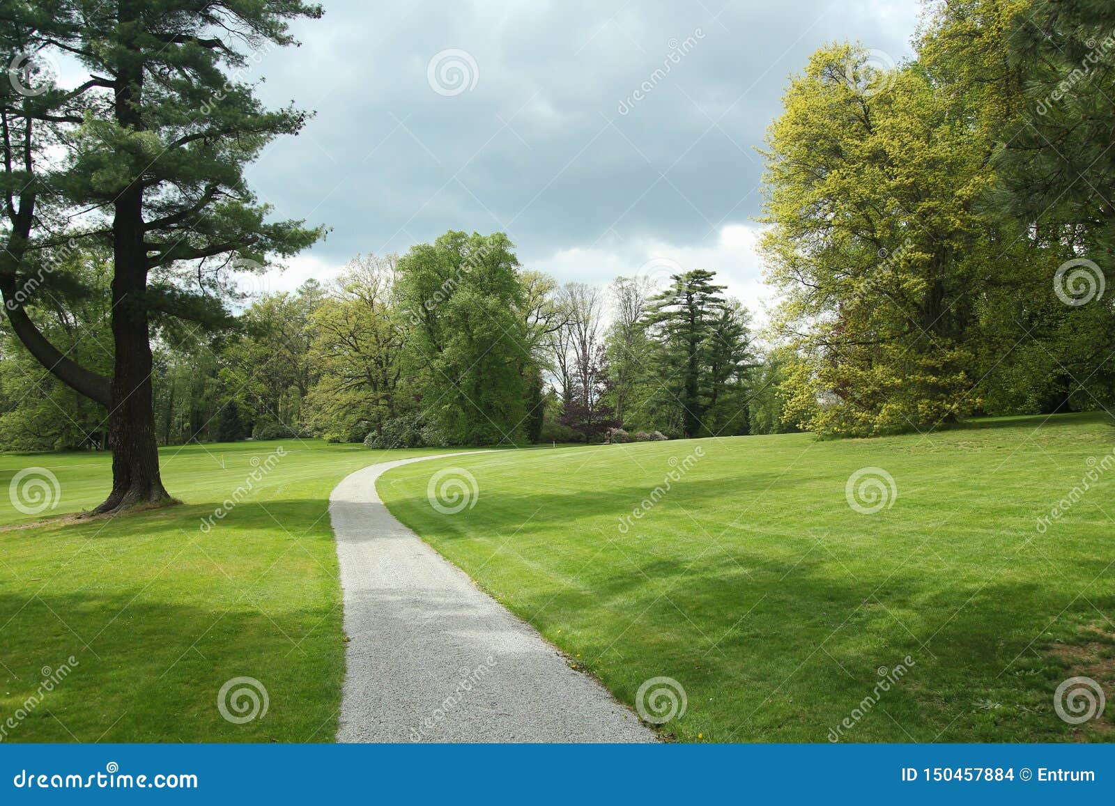 Stone Pathway in a Garden Park, Spring Season Stock Photo - Image of ...