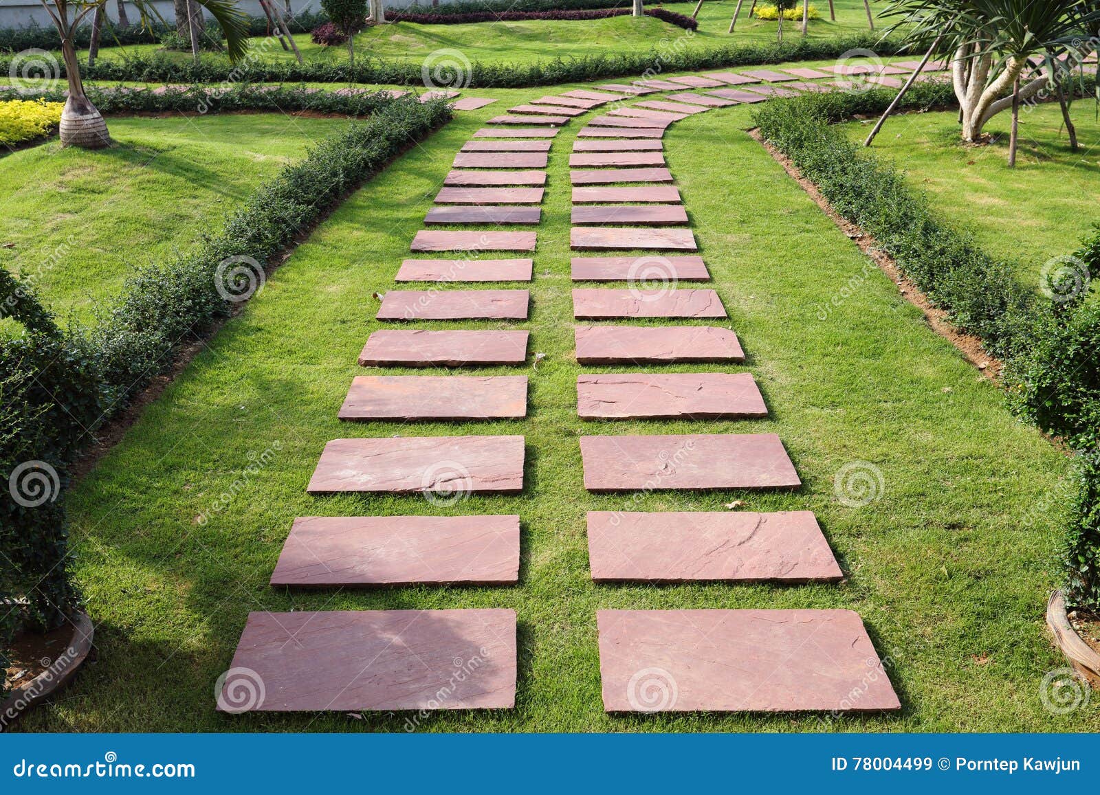 Stone pathway on grass stock image. Image of grass, pavement - 78004499