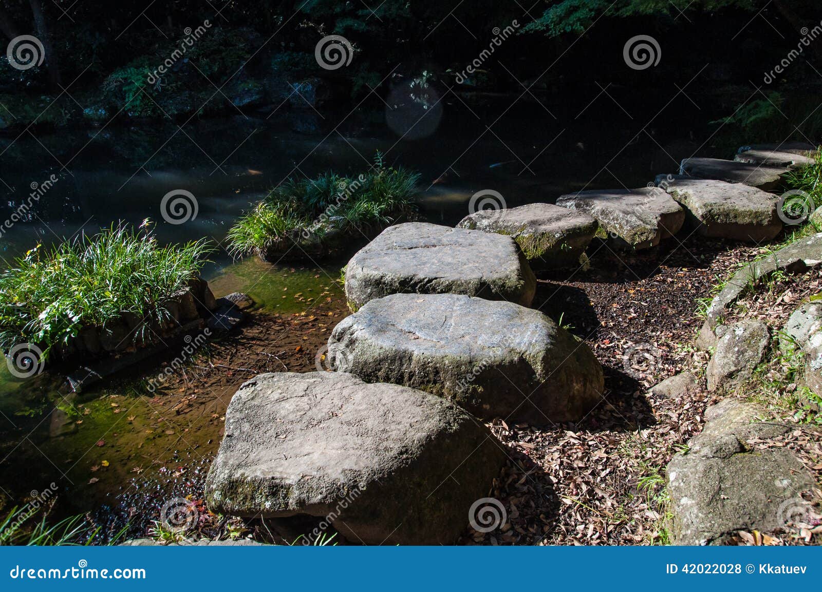 Stone Pathway in Japanese Park Stock Photo - Image of dark, darkness ...