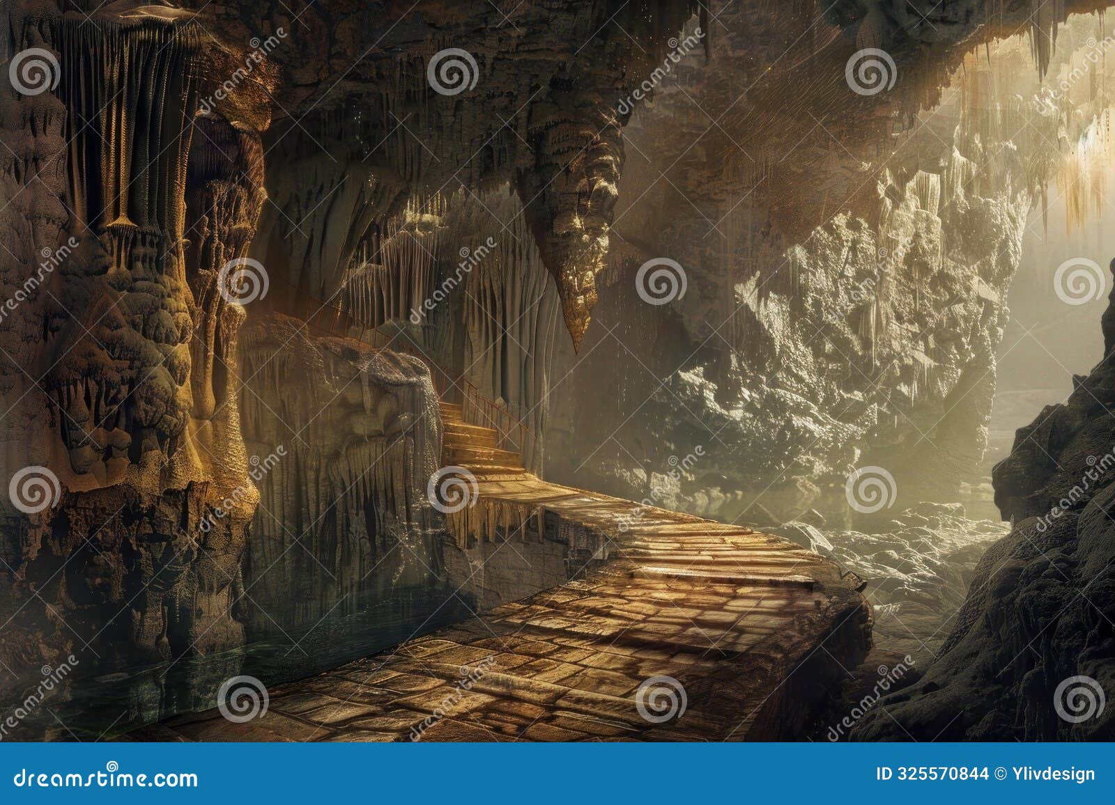 Stone Pathway Leading through Ancient Cave Formations Stock ...