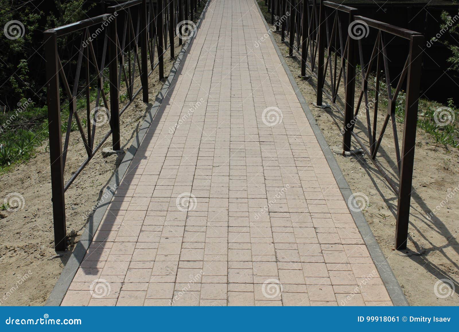 Stone Pathway and Metal Bridge Stock Image - Image of peaceful, path ...