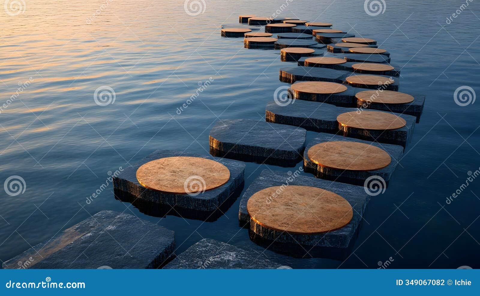 Stone Pathway on Water 3D Illustration Stock Illustration ...
