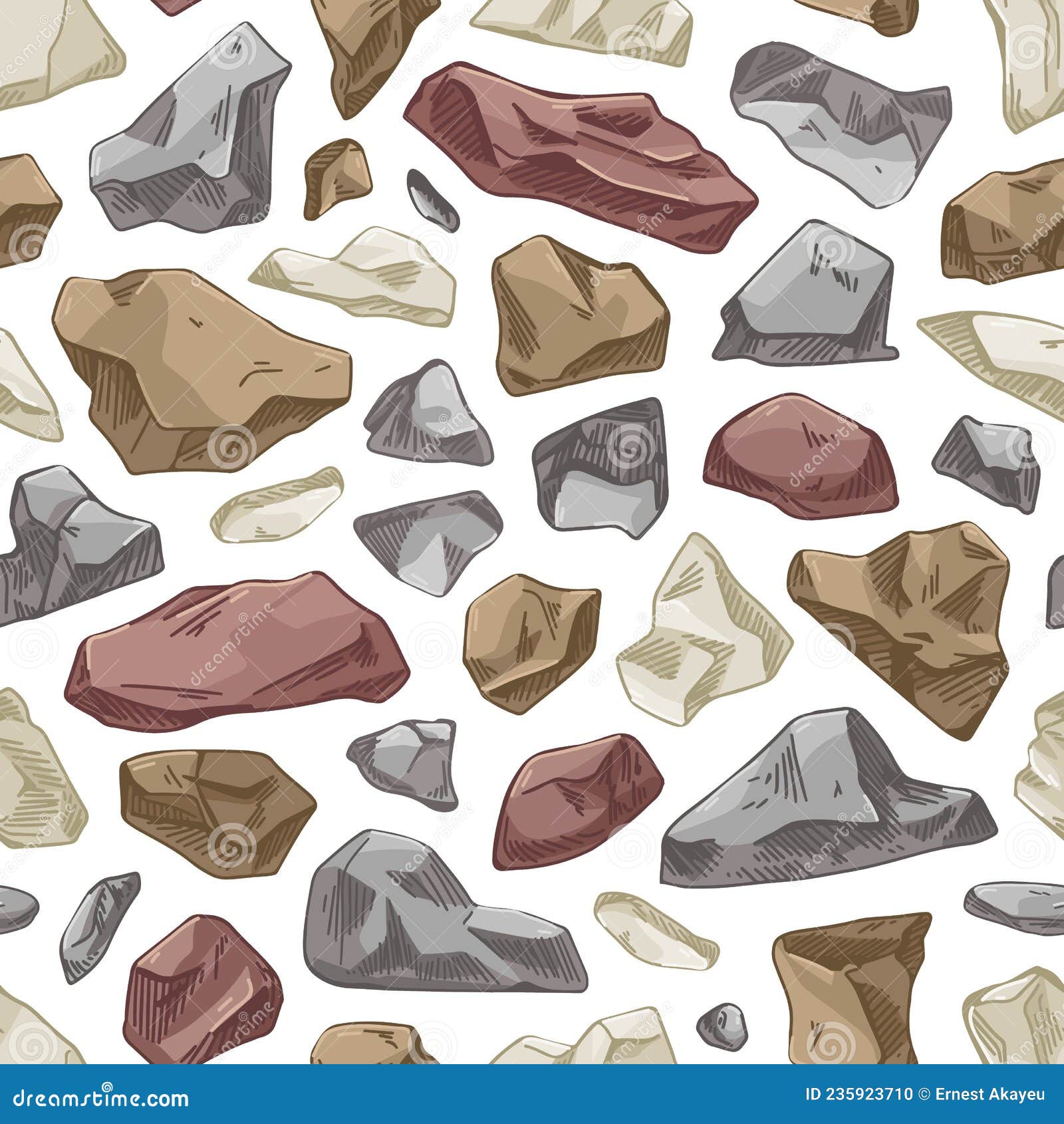 Stone Pattern. Seamless Rock Background With Rubbles And Cobbles ...