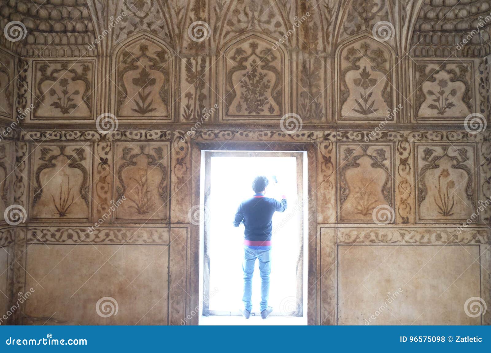 Stone Pattern on a Wall in Red Fort, Agra Editorial Stock Photo - Image ...
