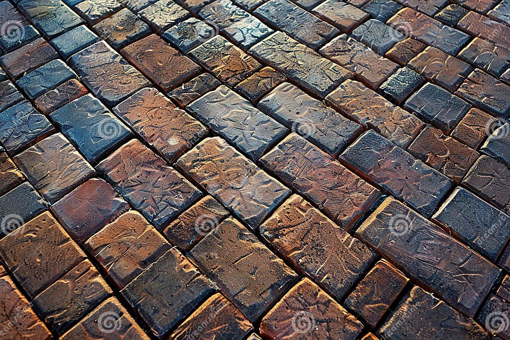 Stone Paved Block Floor Texture Background with Generative AI Stock ...