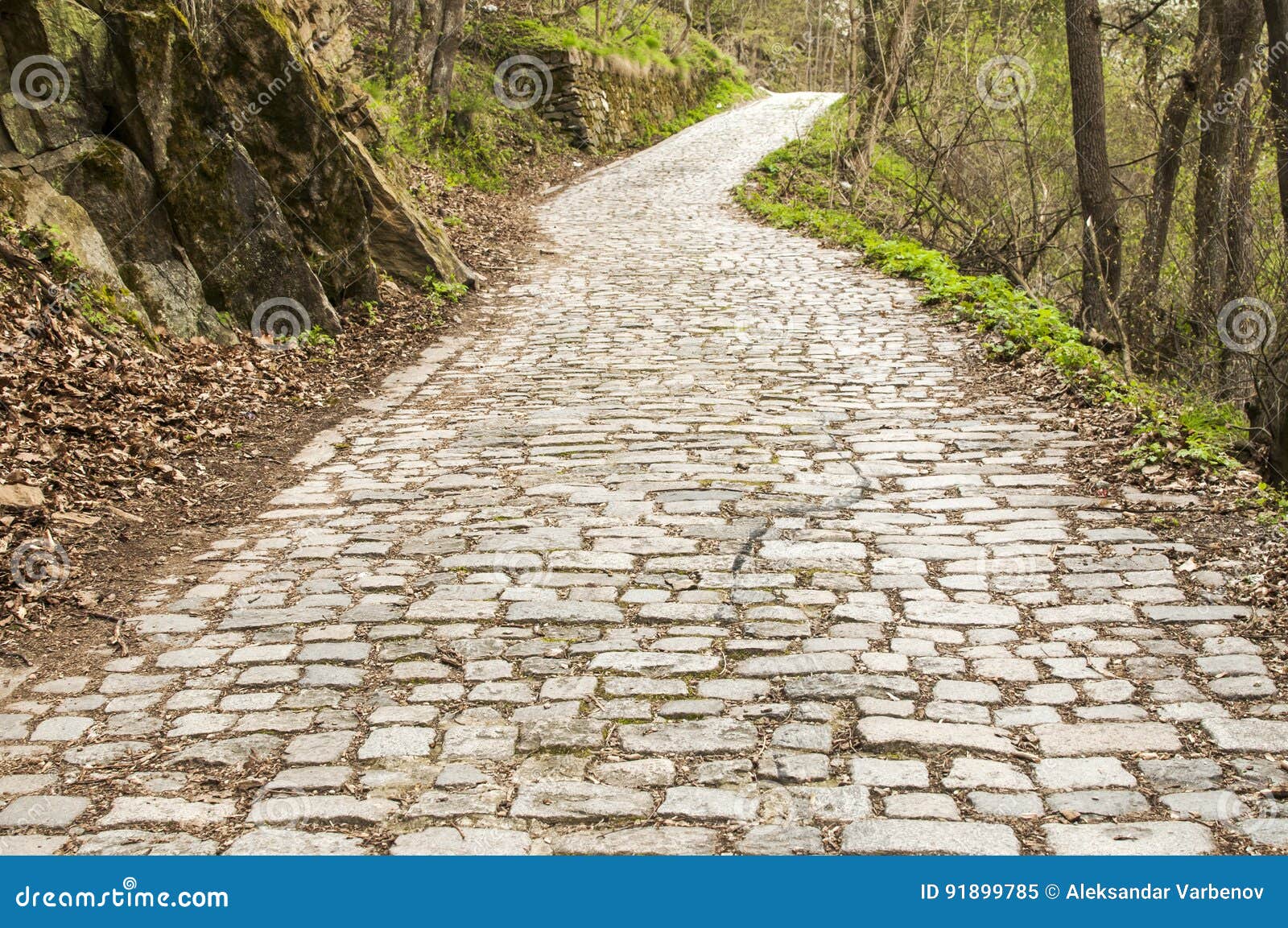Stone paved mountain road stock image. Image of drive - 91899785