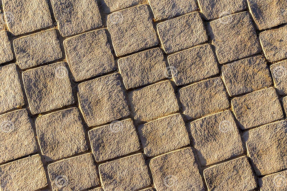 Stone Paved Path, Diagonal Direction with Side Light Stock Image ...