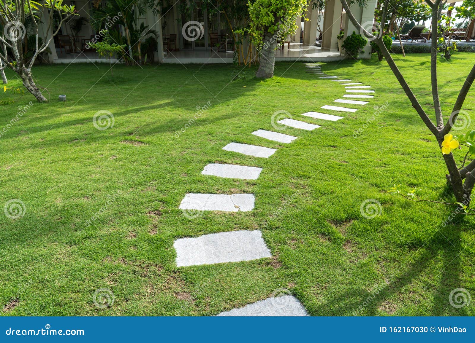 Stone Paved Path To the Villa at Tropical Resort Stock Photo - Image of ...