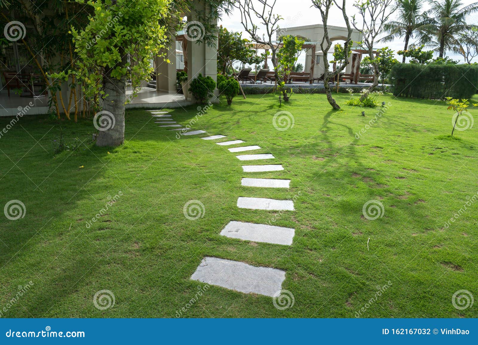Stone Paved Path To the Villa at Tropical Resort Stock Photo - Image of ...