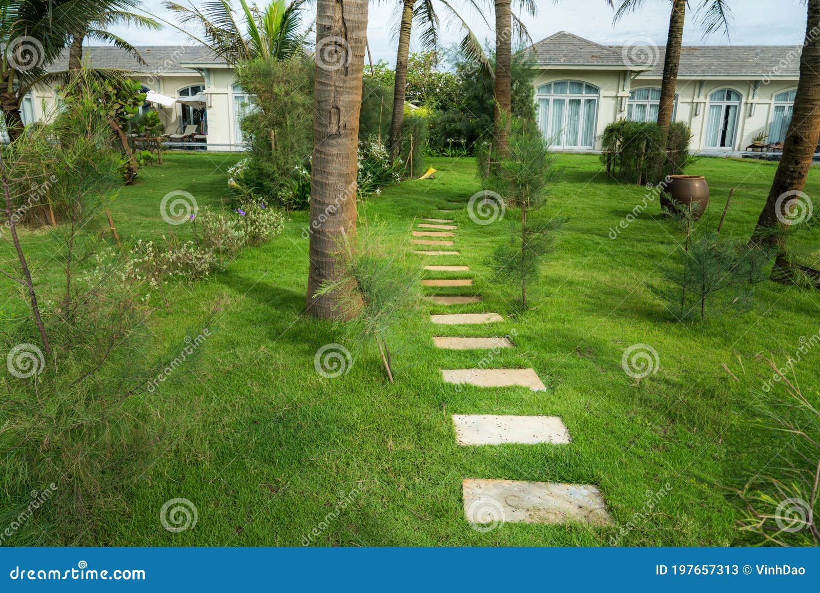 Stone Paved Path To the Villa at Tropical Resort Stock Image - Image of ...