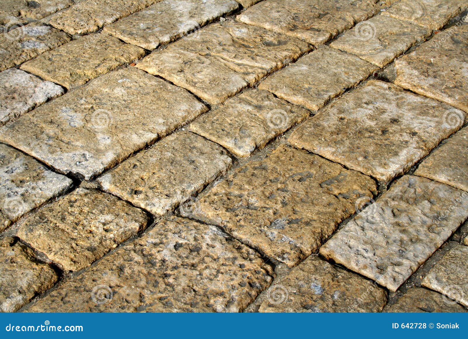 Stone Pavement With Grass Texture. Top View On Cobblestone Street Stock ...
