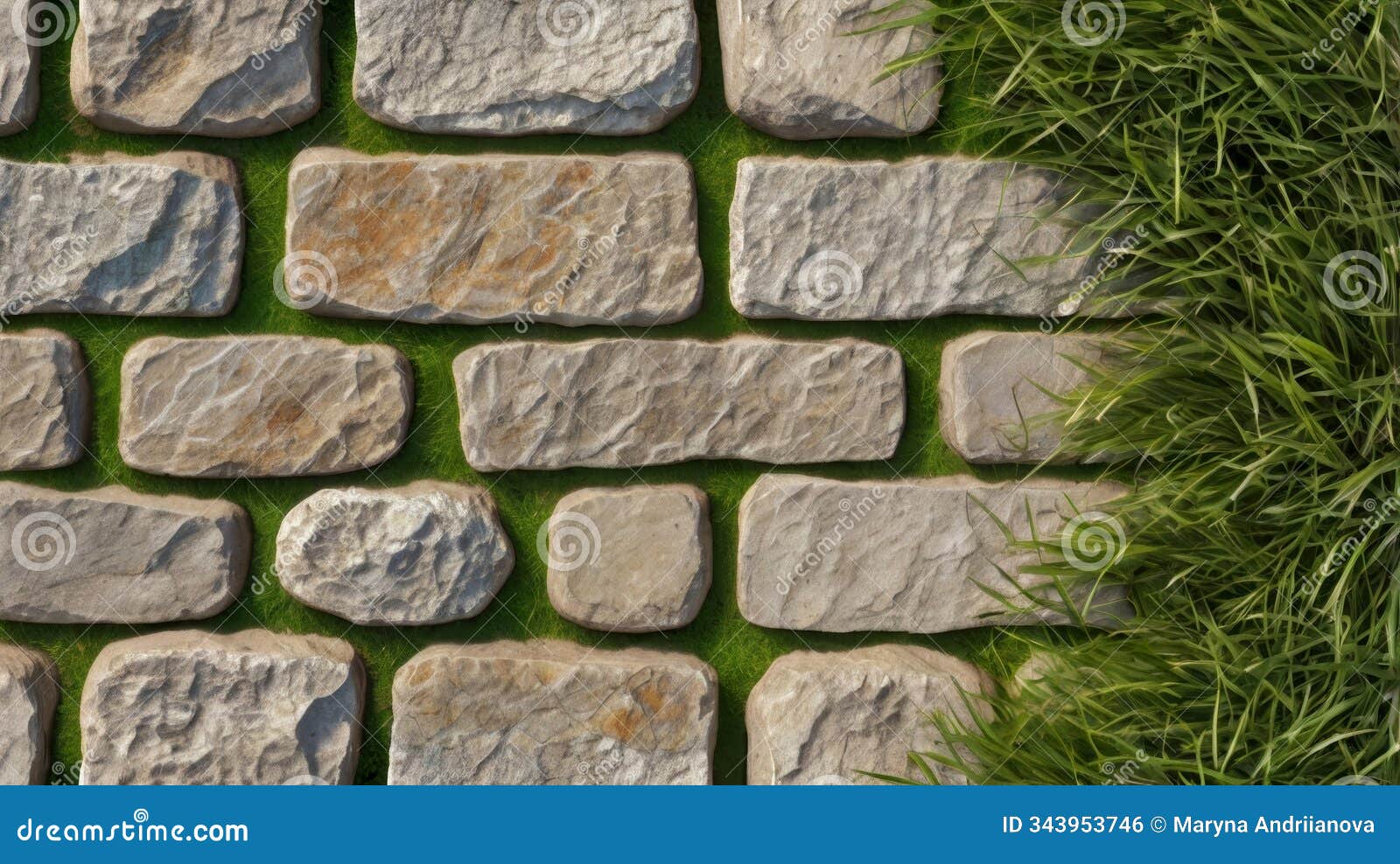 Stone Pavement with Grass Filling the Gaps Creating a Decorative ...