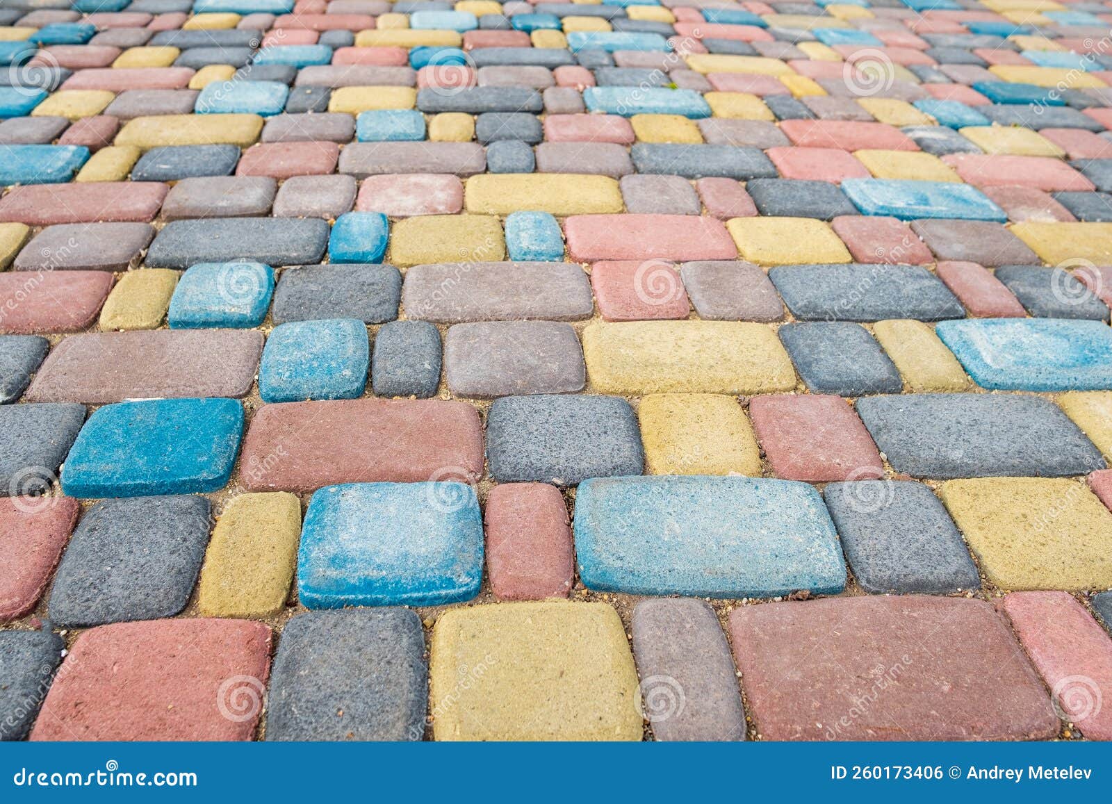 Stone Pavement of Multi-colored Stones Perspective View Stock Photo ...