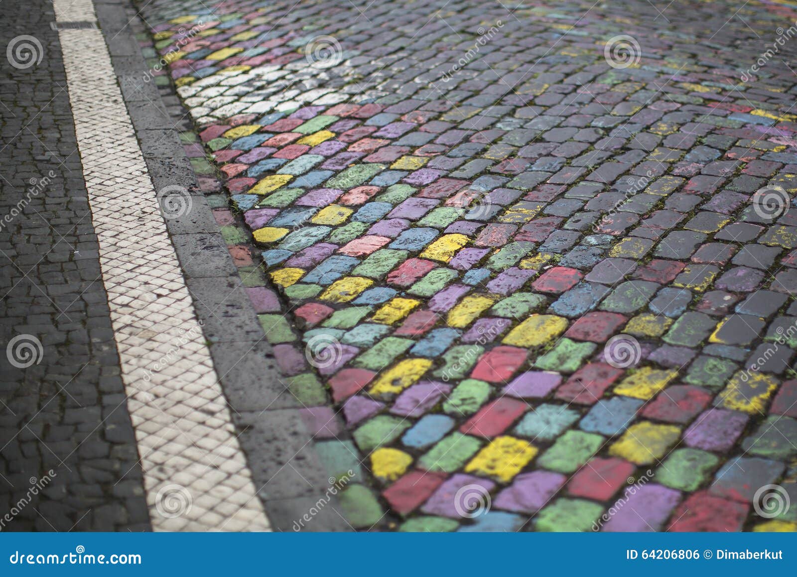 Stone Pavement Painted Different Bright Colors. Abstract. Stock Photo ...
