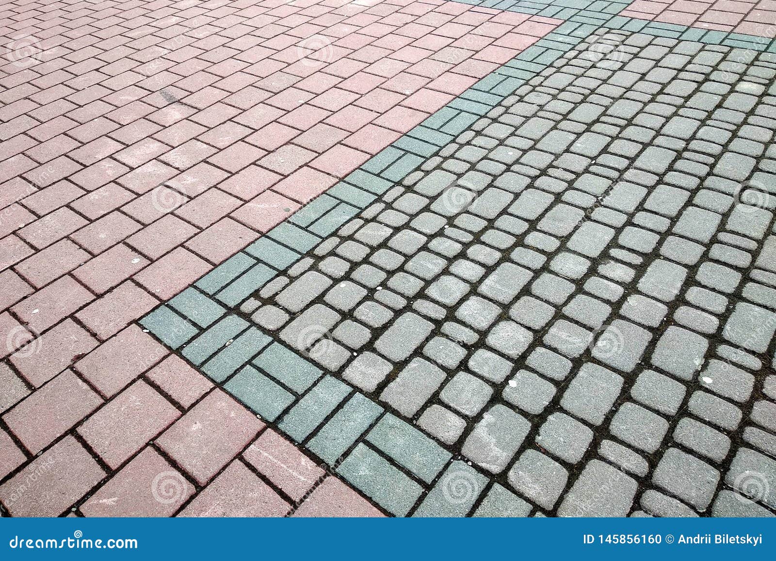 Stone Pavement in Perspective. Granite Cobblestone Pavement Tiles Stock ...