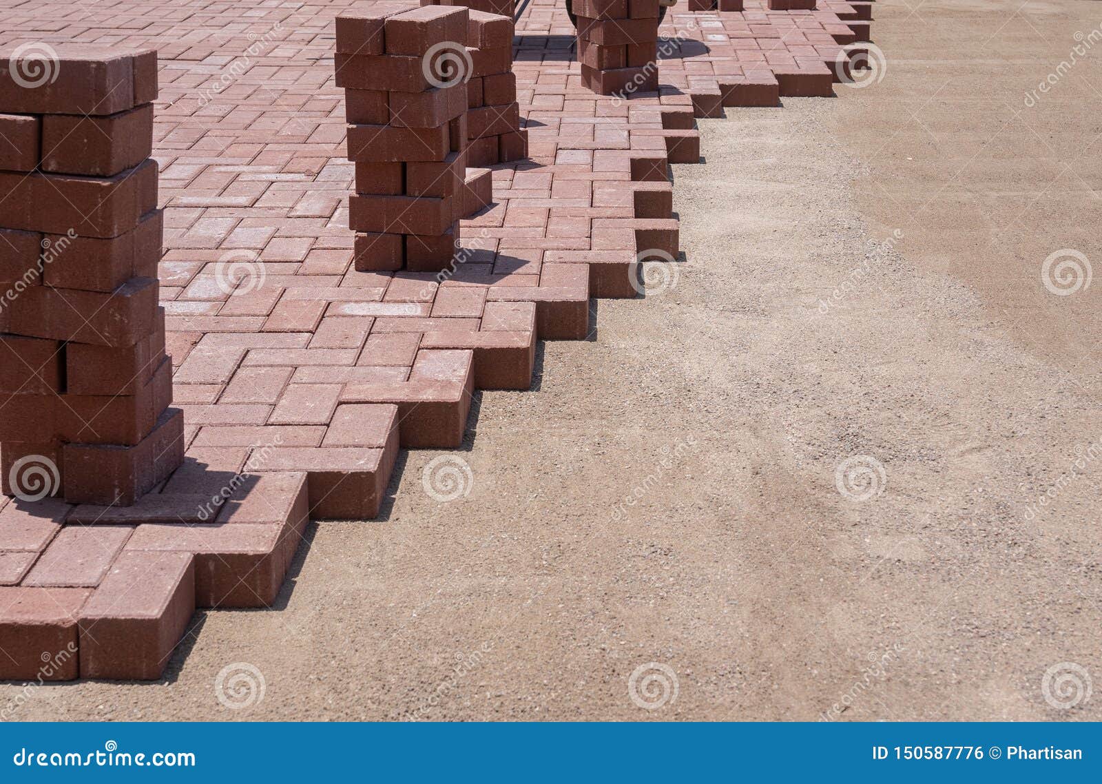 Stone Pavers Bricks Being Layed on Ground for Landscaping Project ...