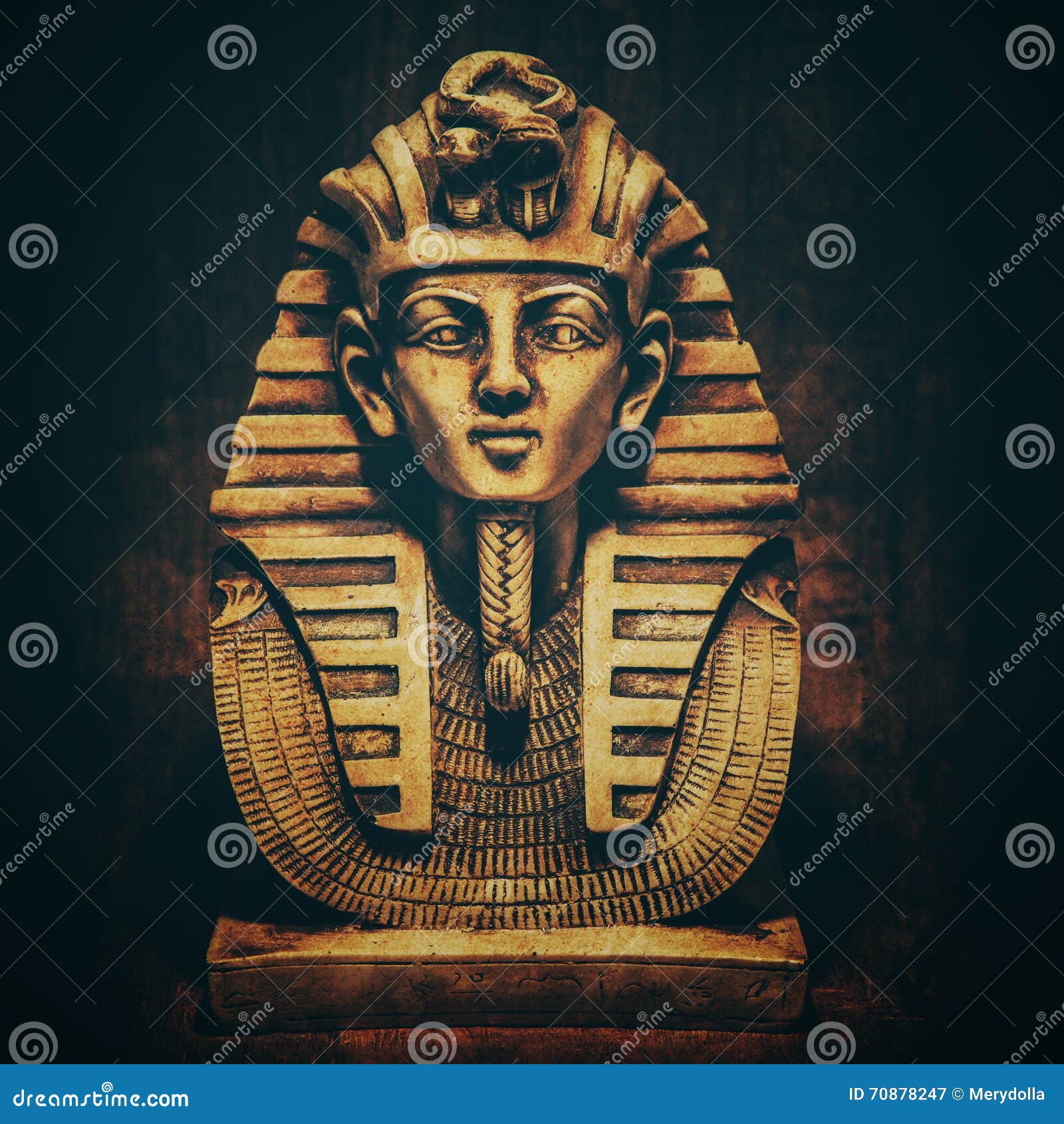 Stone Pharaoh Tutankhamen Mask Stock Image - Image of egyptology, blue ...