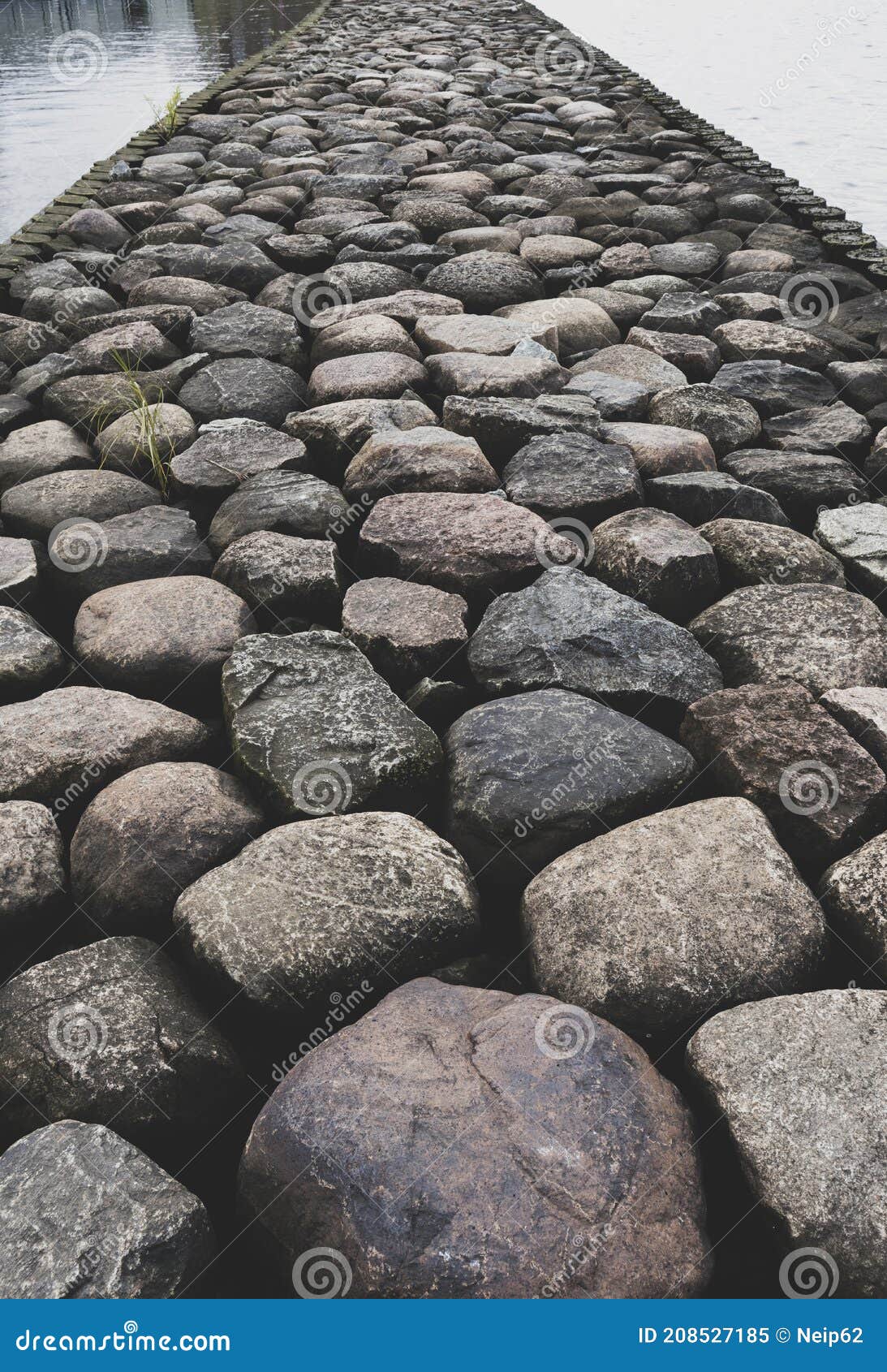 Stone pier in the river stock image. Image of latvia - 208527185