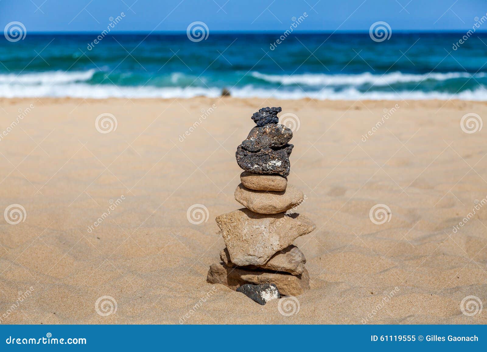 Stone pile on the beach stock image. Image of beach, seascape - 61119555