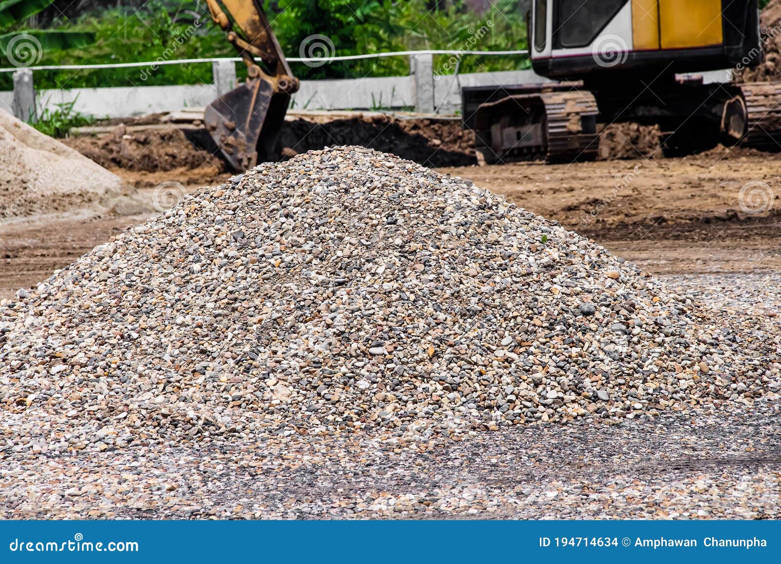 Stone Pile on the Ground in Construction Site Stock Photo - Image of ...