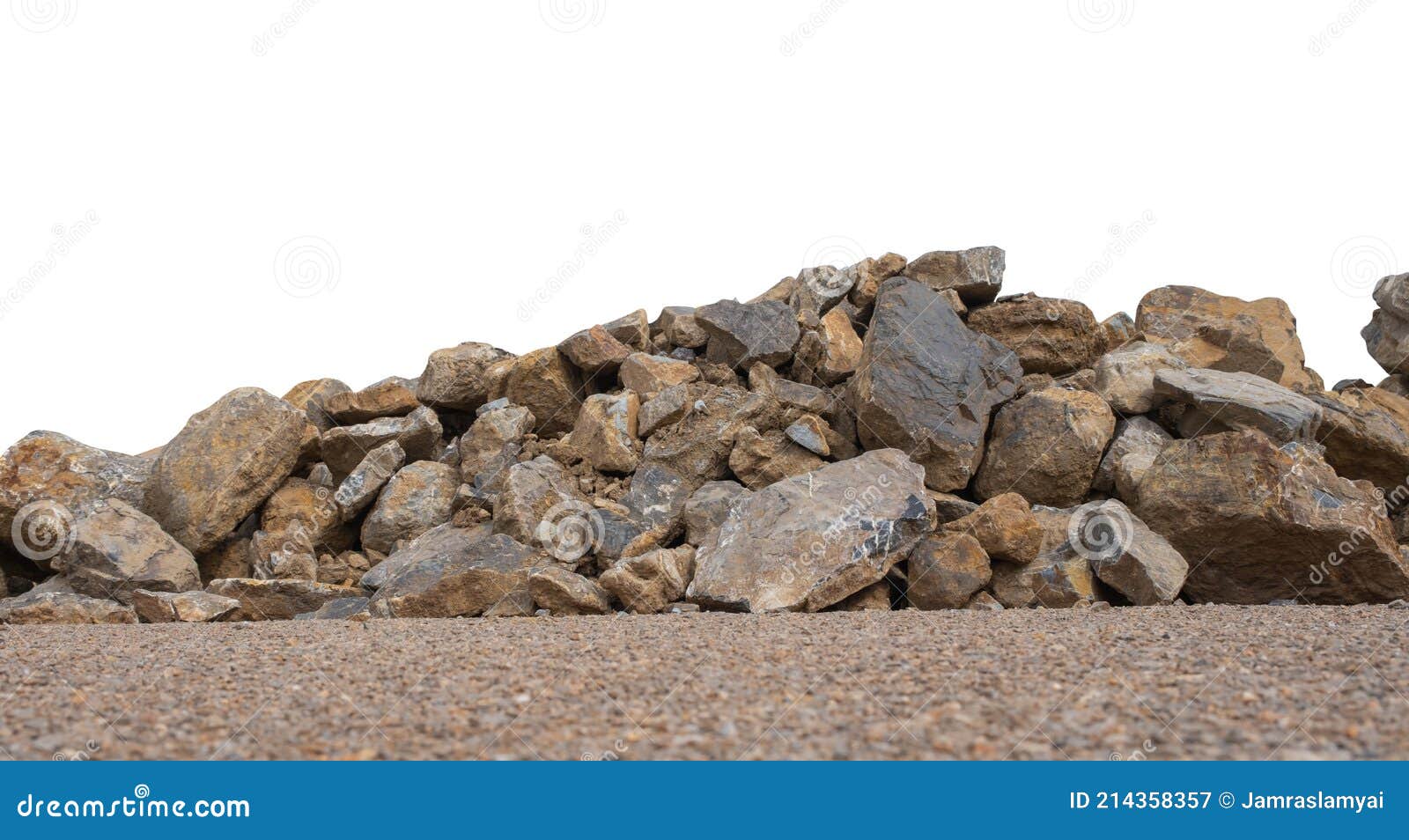 Stone Pile and Ground Isolated on White Background Stock Image - Image ...