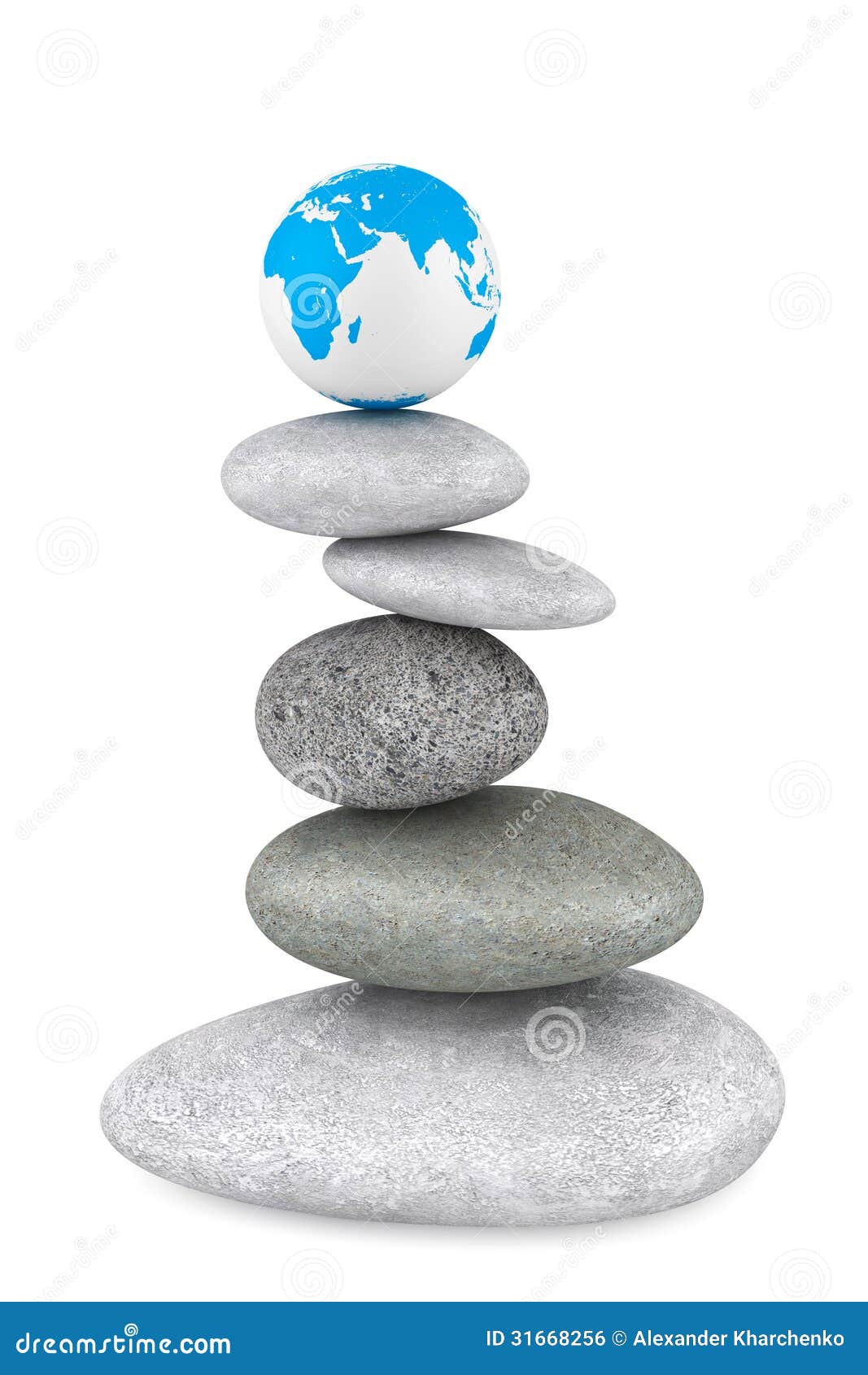 Stone Pile in a Zen Garden with a Earth Globe Stock Illustration ...