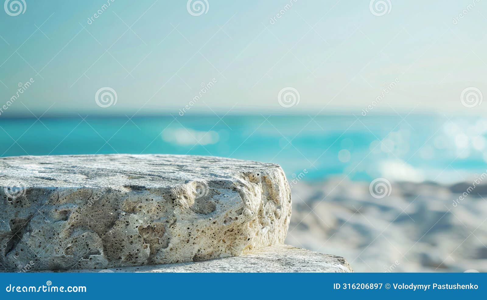 A Stone Pillar on the Beach with Blue Water Stock Image - Image of rock ...