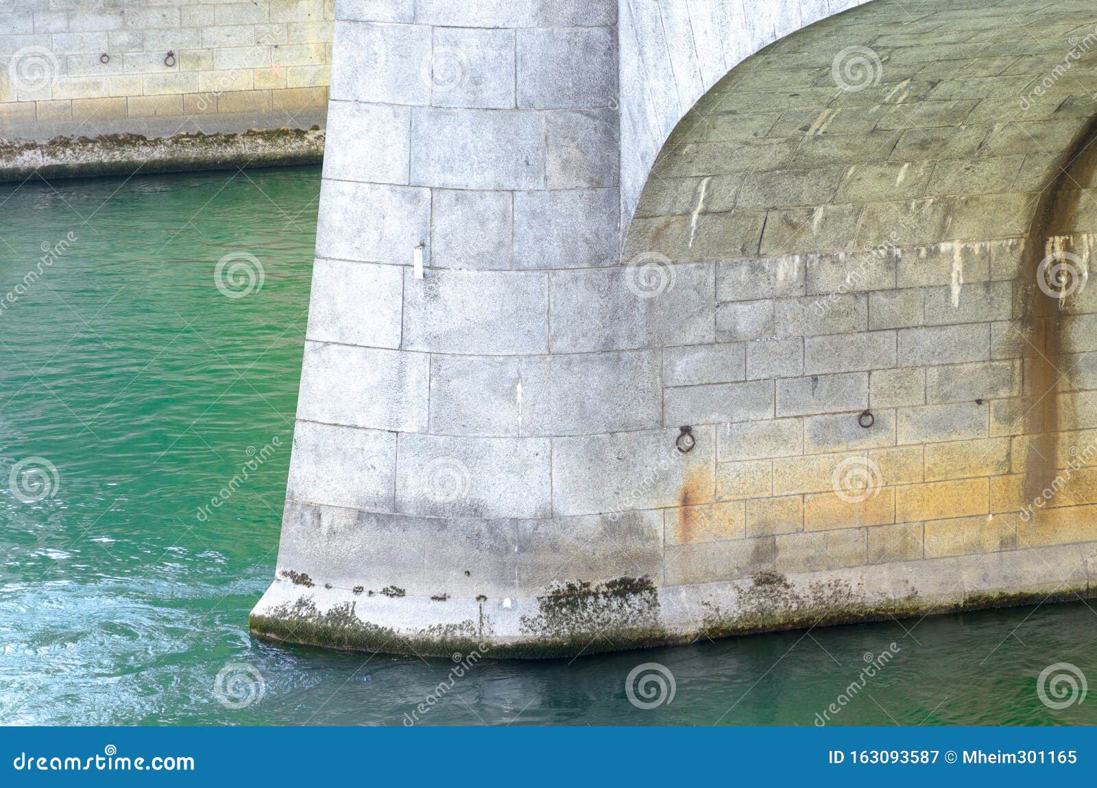 Stone Pillar on a Bridge Support Over a River Stock Image - Image of ...