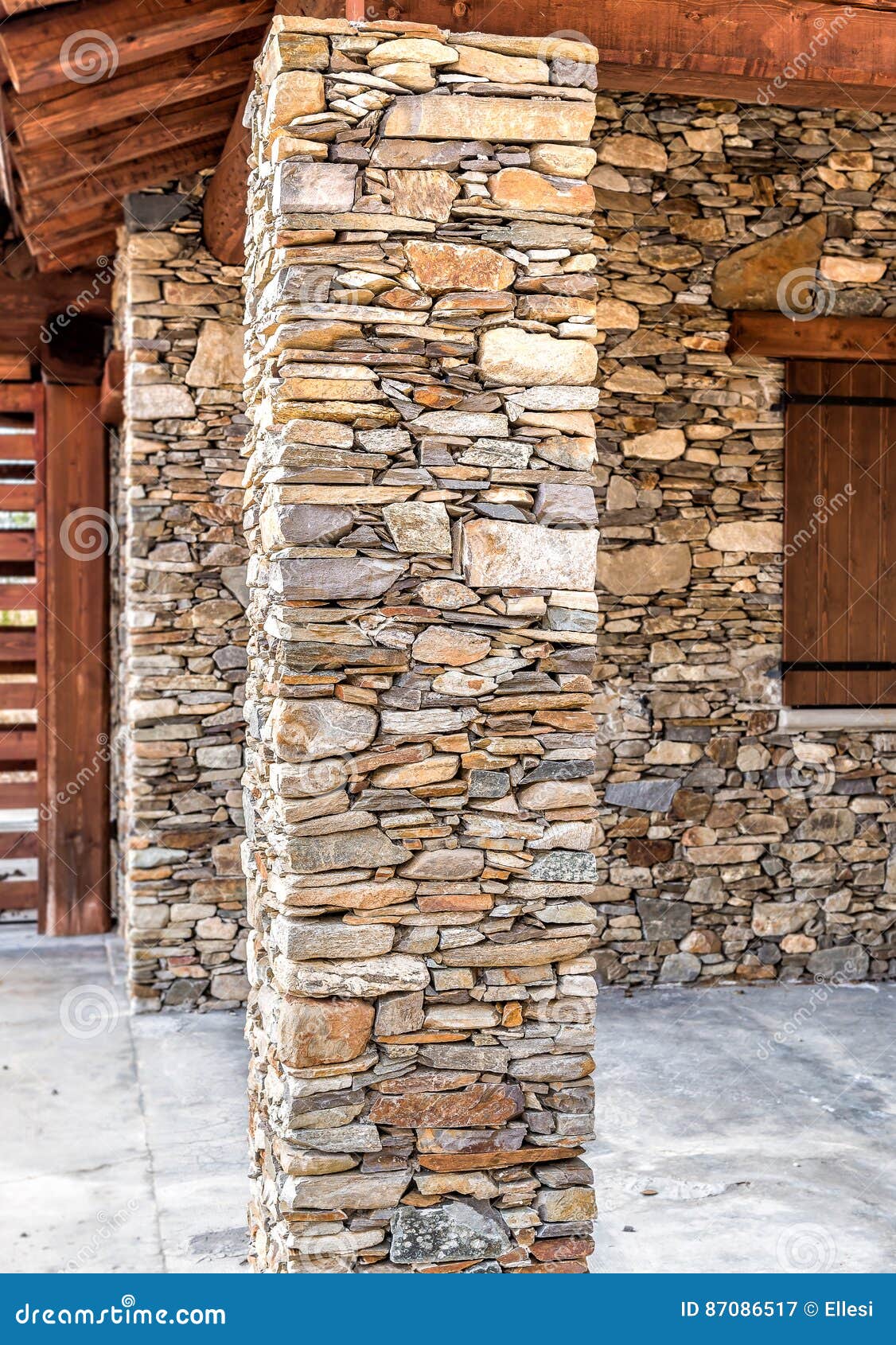 Stone Pillar of Building in Rural Area Stock Image - Image of empty ...