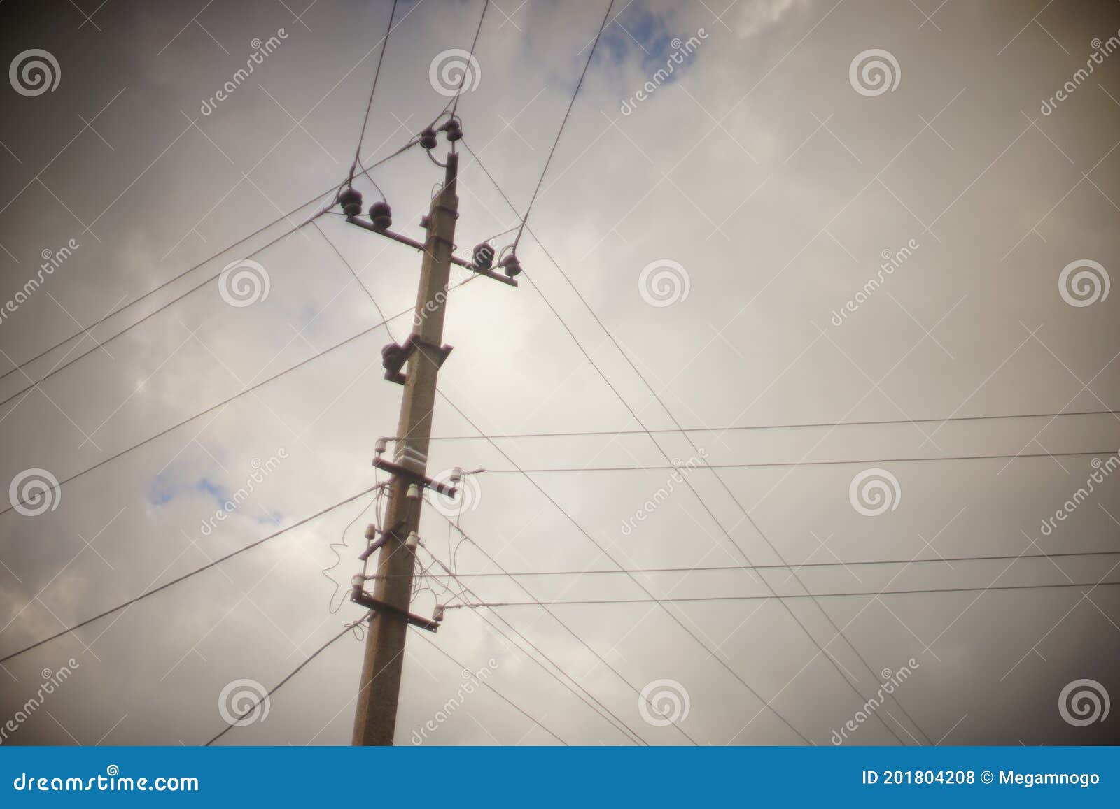 Stone Pillar With Many Wires In Cloudy Sky Background Royalty-Free ...