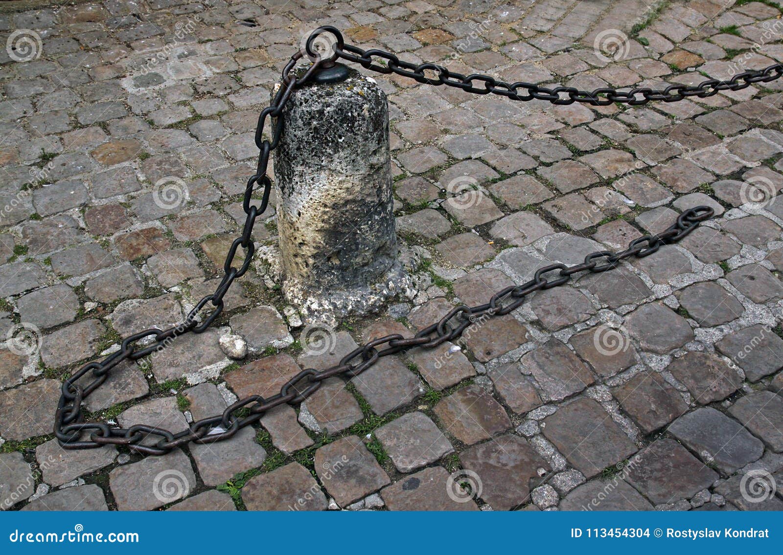 Stone Pillar with Metal Chain Stock Photo - Image of metal, protection ...