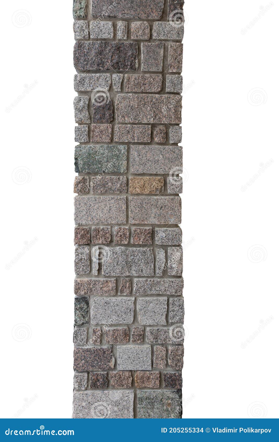 Stone Pillar of Multicolored Bricks Isolated on a White Background ...