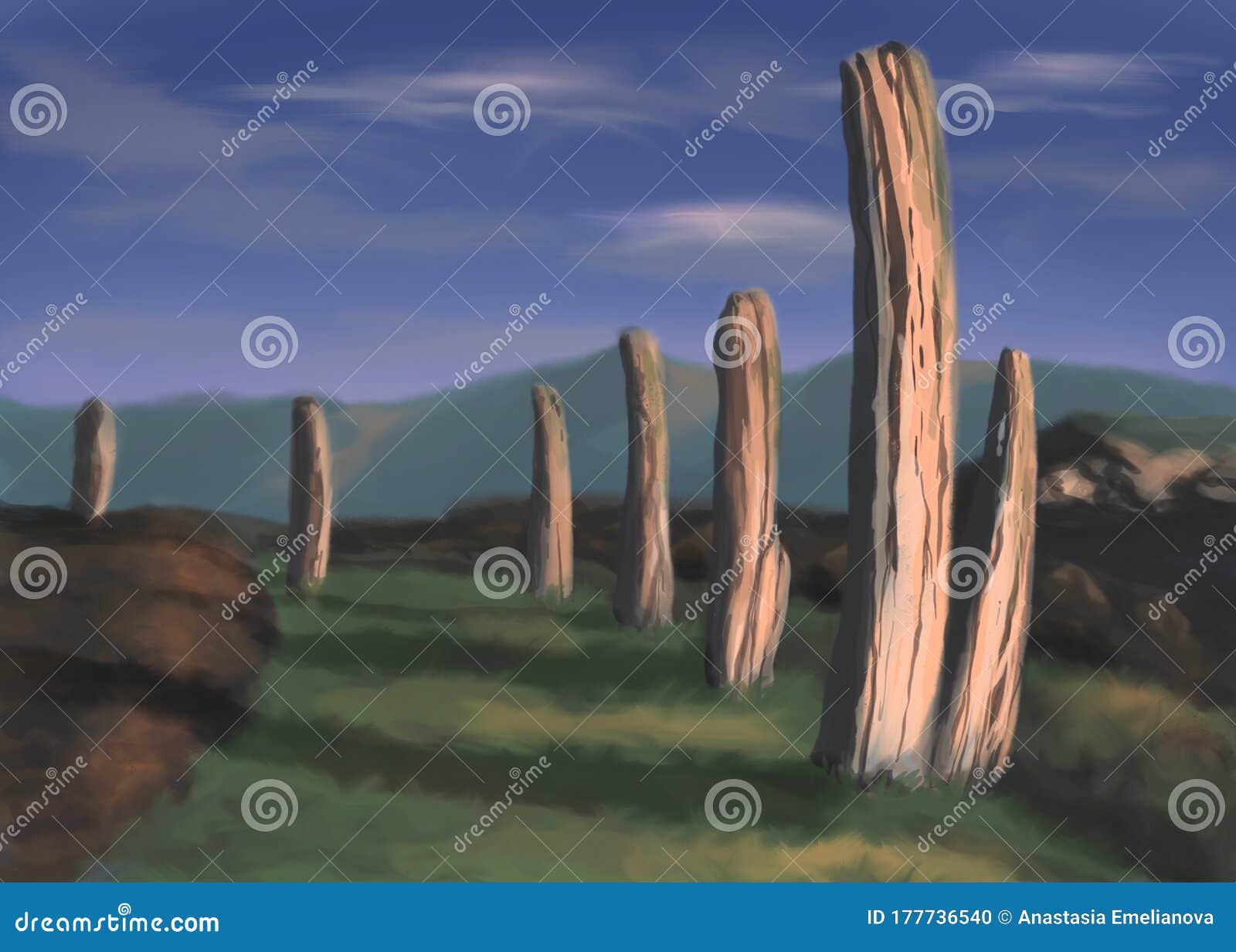 The Stone Pillars Digital Illustration Stock Illustration ...
