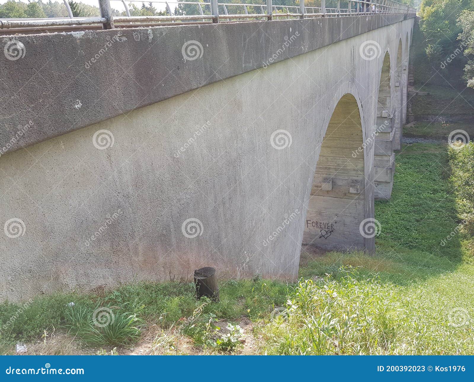 Stone Pillars of the Old Railway Bridge Stock Image - Image of cross ...