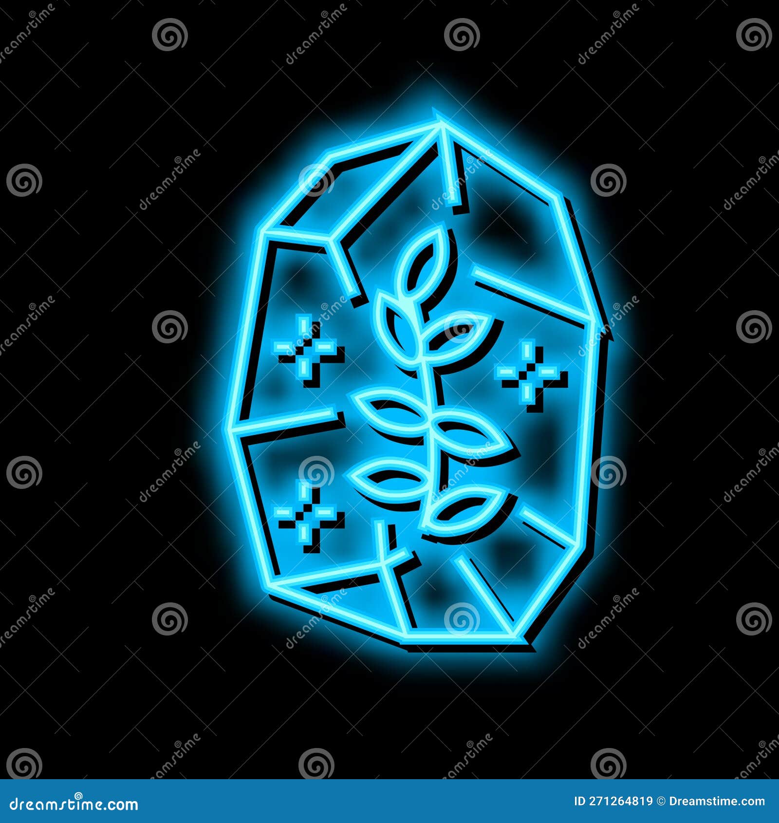 Stone with Plant Boho Neon Glow Icon Illustration Stock Vector ...