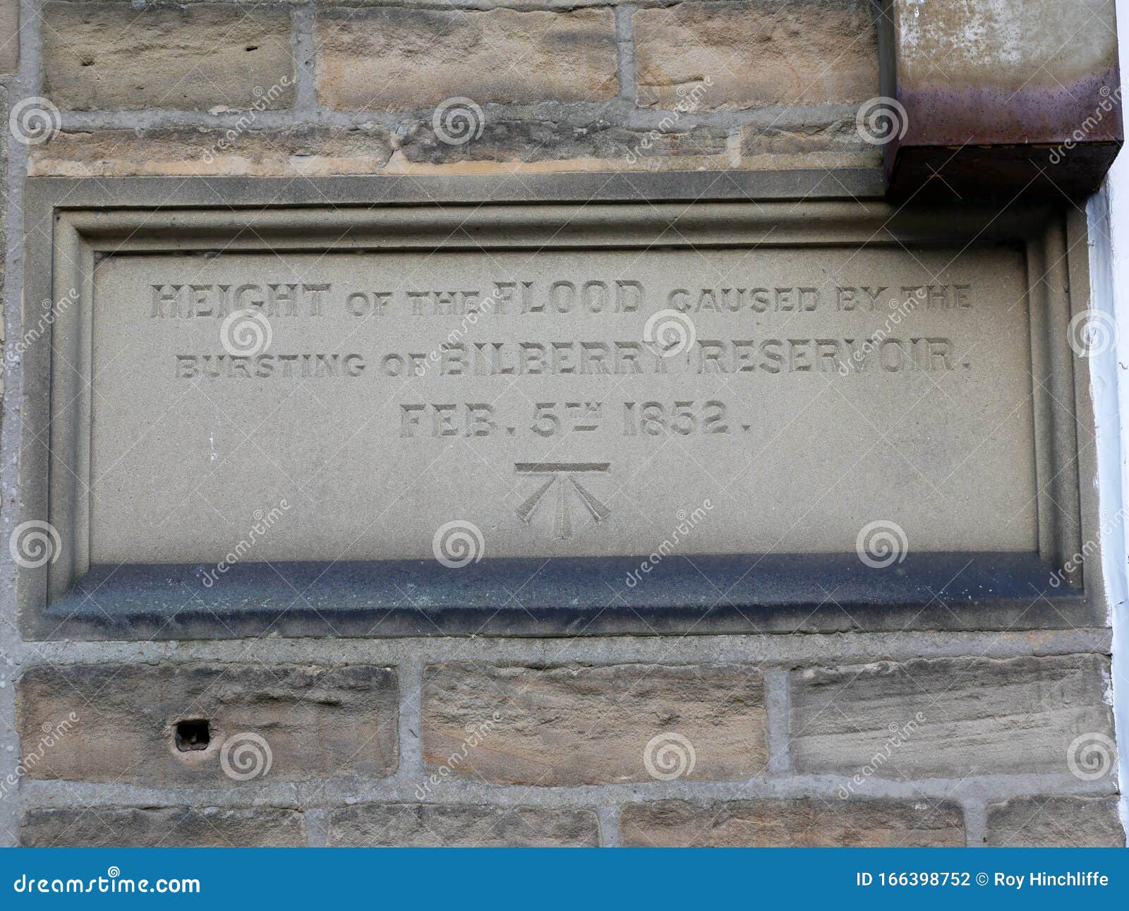 Stone Plaque Indicating the 1852 Flood Height in Holmfirth Editorial ...