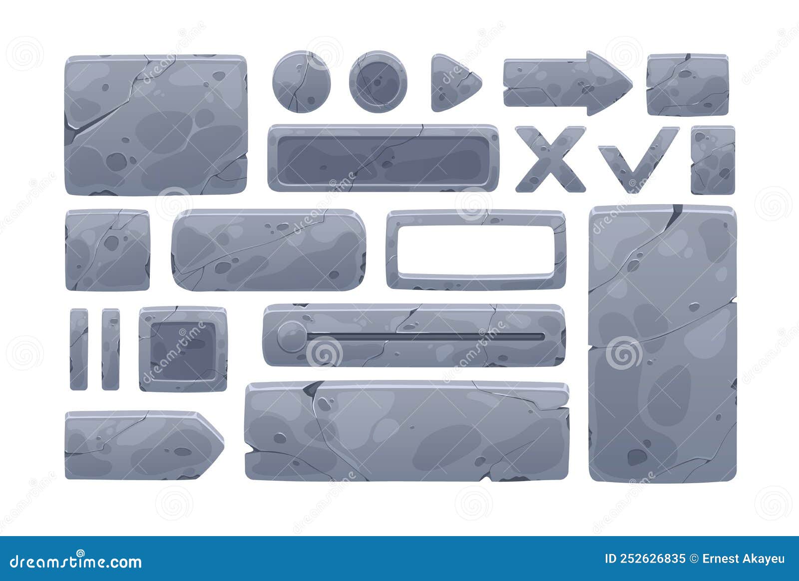 Stone Plates, Boards, Banners for Games. GUI Design Elements Set Stock ...