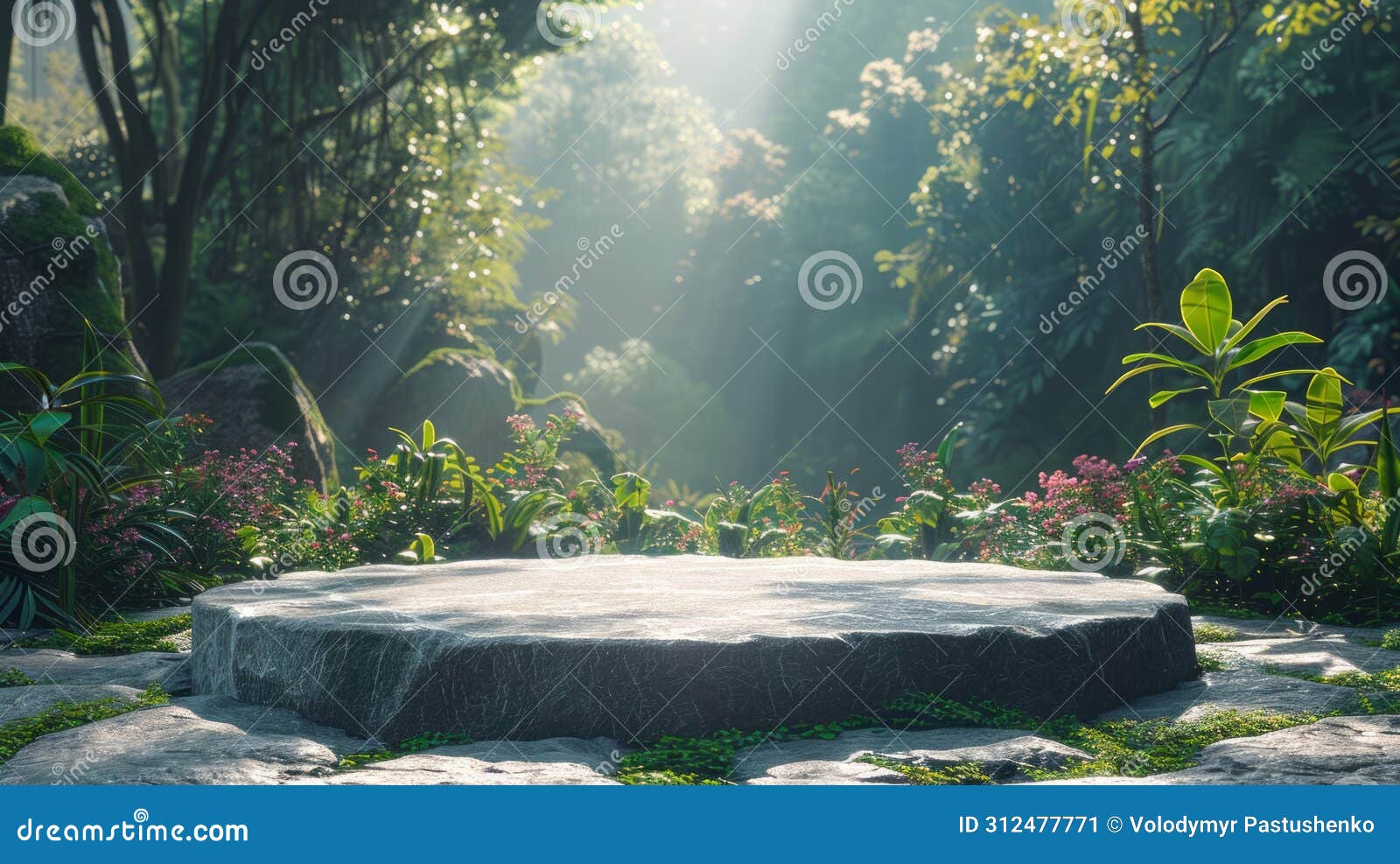 A Stone Platform in the Middle of a Forest Stock Image - Image of park ...