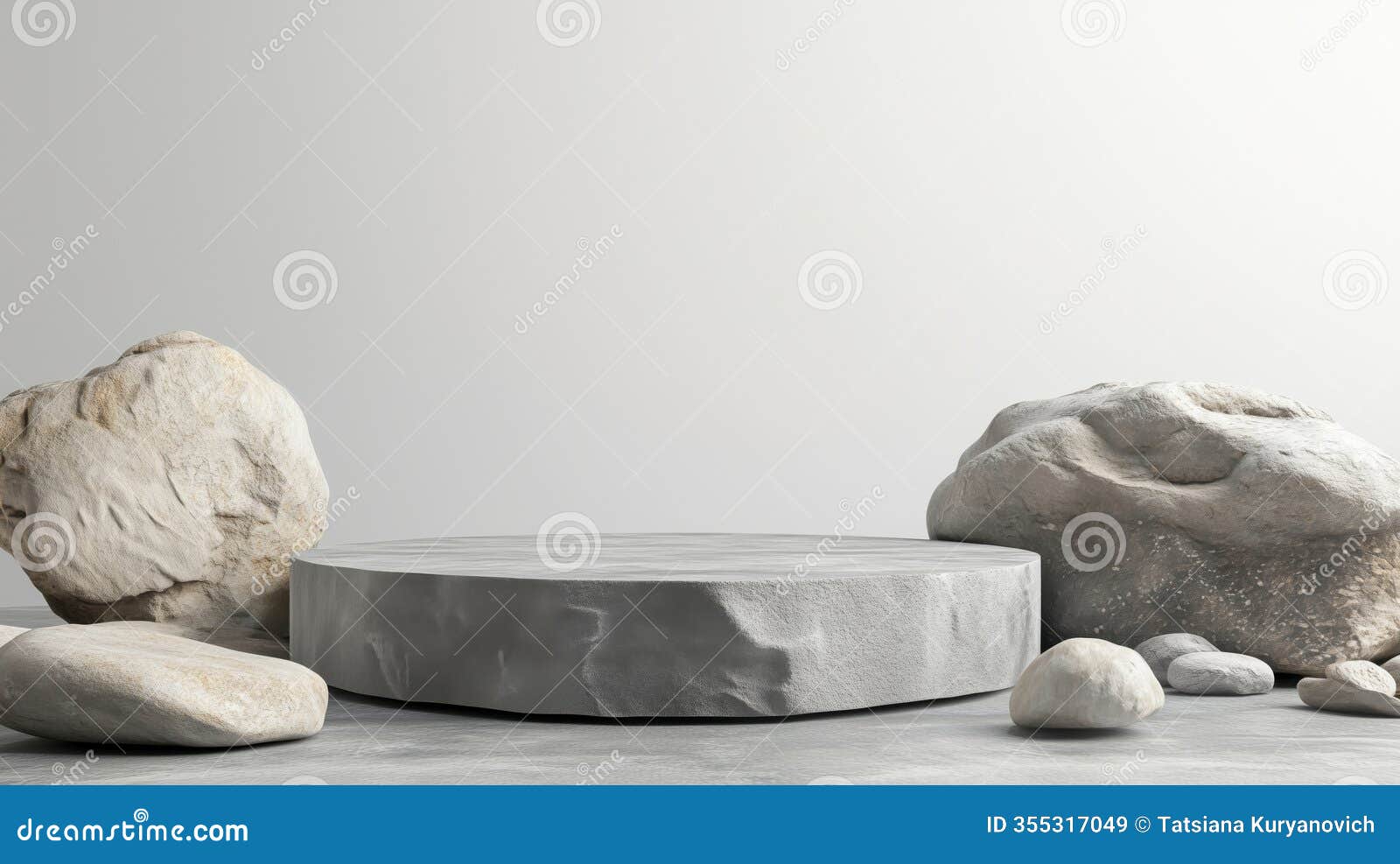 Stone Platform Surrounded by Rocks, Minimalist Design, Neutral ...