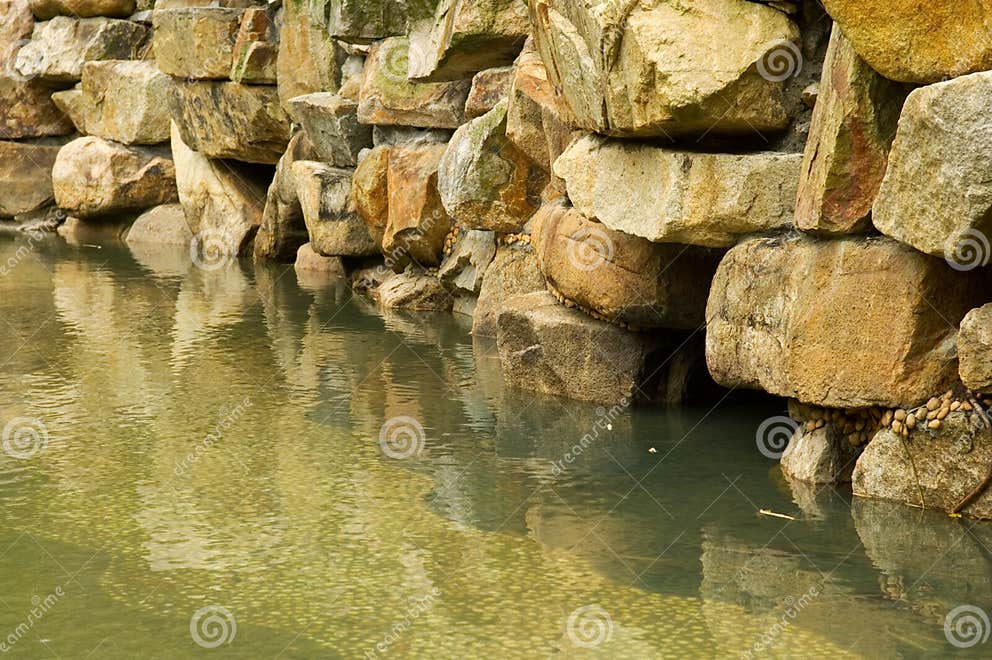 Stone pond stock photo. Image of waterfall, stack, garden - 7071846