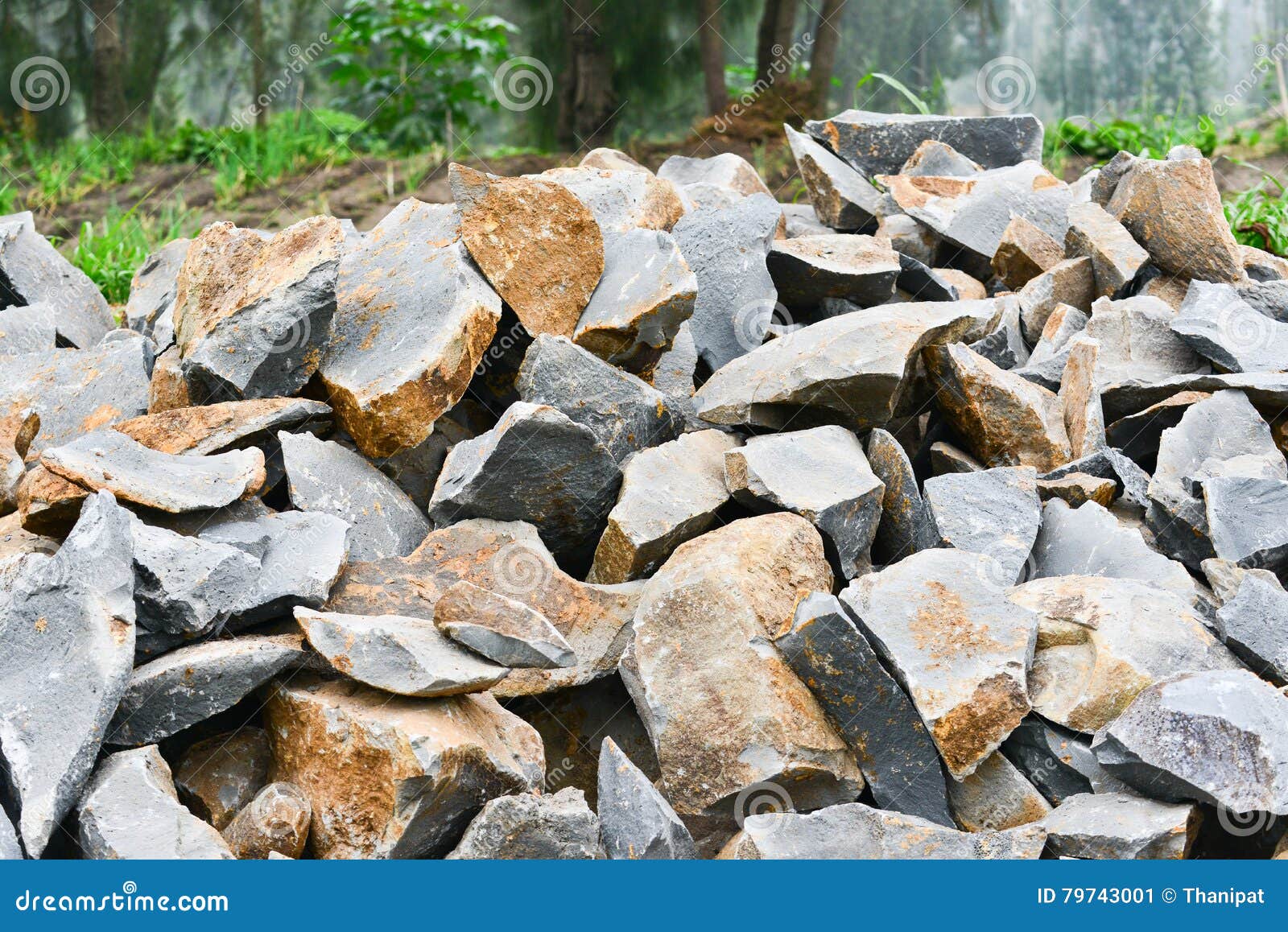Stone is Preparing for Construction on Roadside Stock Image - Image of ...