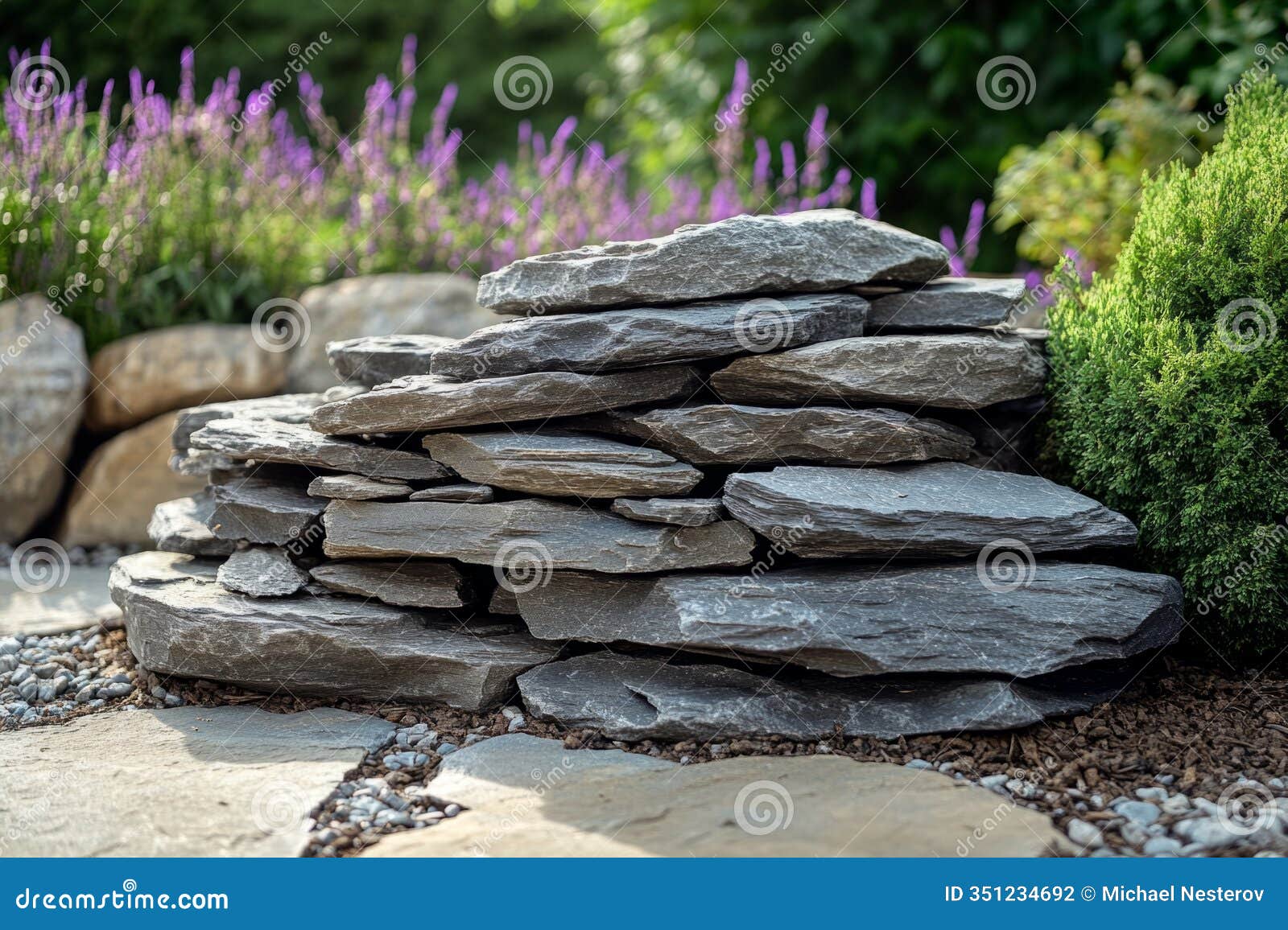 Stone Pyramid Adding Visual Interest and Texture To a Garden Landscape ...