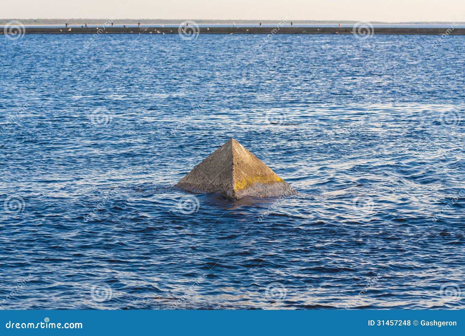 A Stone Pyramid Protruding from the Water. Stock Photo - Image of relax ...