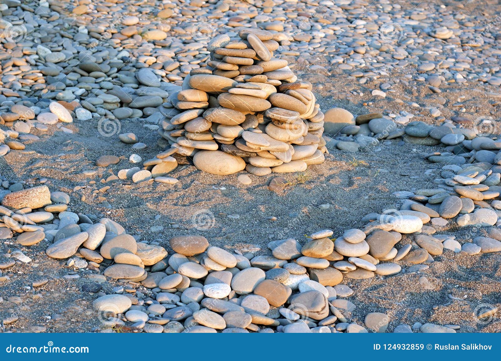 Stone Pyramid on the Sand Beach Stock Image - Image of nature, harmony ...