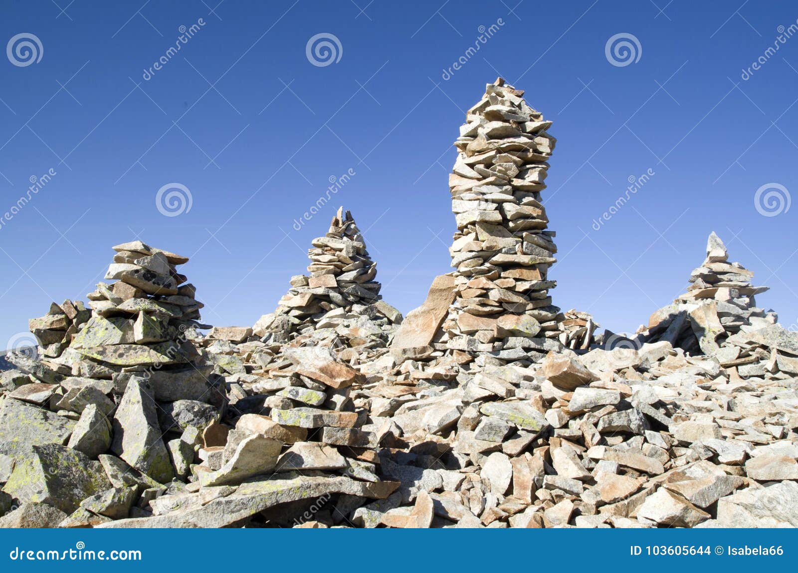 Stone Pyramids in Mountain Summit Stock Photo - Image of europe ...