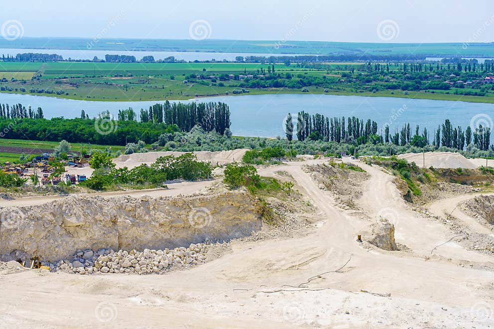 Stone Quarry. Background with Selective Focus and Copy Space Stock ...