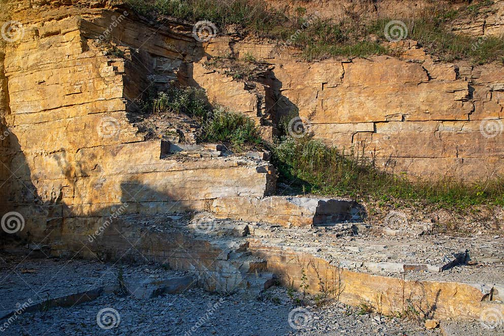Stone Quarry among the Canyon and Trees Stock Photo - Image of solid ...