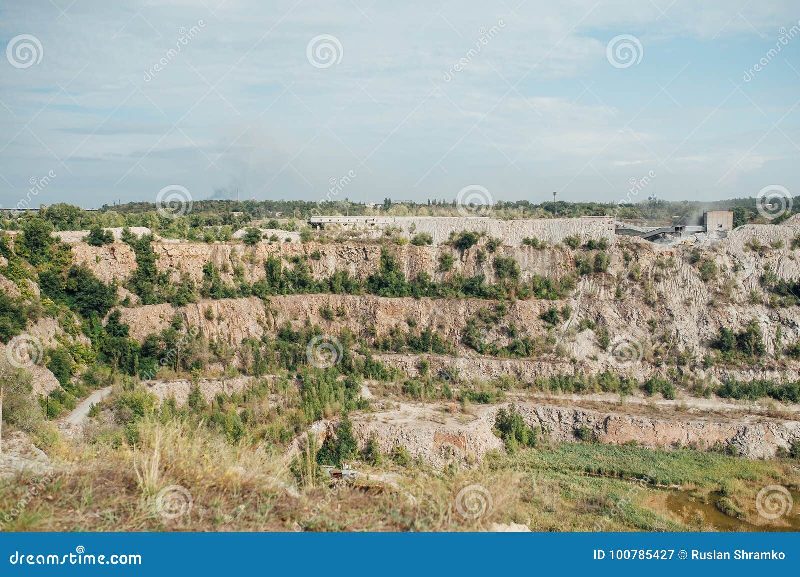 Stone Quarry with Excavate - Open Pit Mine Stock Image - Image of ...